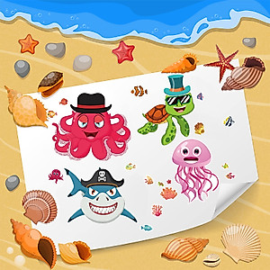 24 Sheets 8.27''×5.9'' Make Your Own Stickers for Kids Toddlers, Make a Face Stickers Mix and Match with Unicorns Dinosaur Horse and Sea Animals for Kids Party Favors Activities