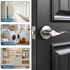 Knobonly 5 Pack Passage Wave Style Handles Hall or Closet Door Levers Brushed Nickel Finish Stainless Steel Handleset