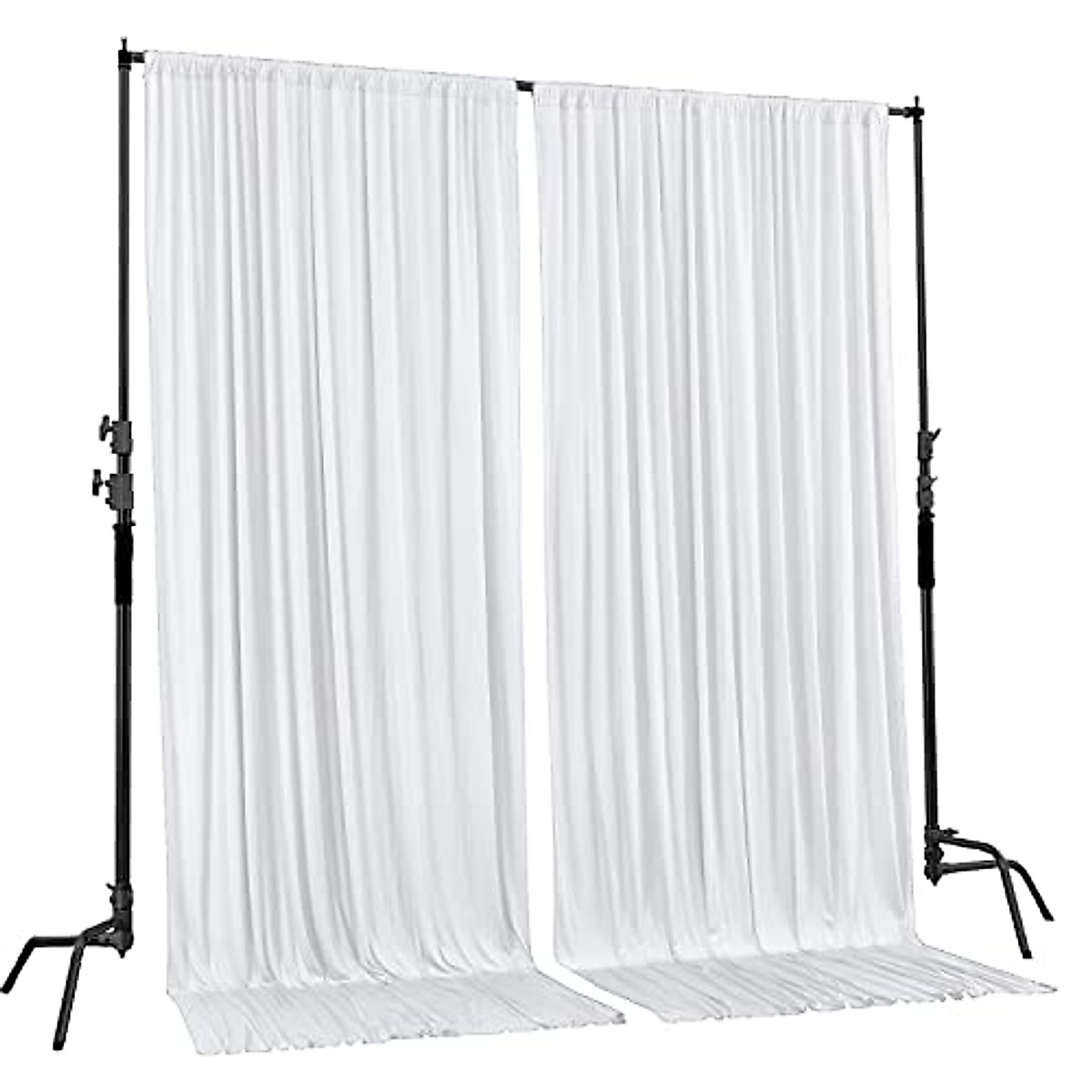 AK TRADING CO. 10 feet x 10 feet Polyester Backdrop Drapes Curtains Panels with Rod Pockets - Wedding Ceremony Party Home Window Decorations - White