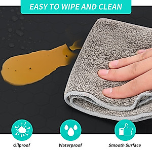 Under Sink Mat, 34" x 22" Under Sink Mats for Kitchen Waterproof, Bathroom Tray with Drain Hole, Under Sink Liner as Protect for Drips Leaks Spills Tray, Black