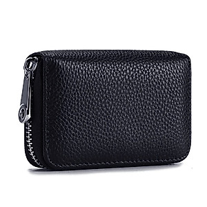 EASTNIGHTS Credit Card Wallet Leather RFID Blocking Credit Card Holder for Men or Women 14 Slots Compact Size (black)