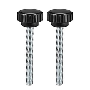 uxcell 2pcs Knurled Clamping Knobs M6 x 50mm Metric Zinc Plated Carbon Steel Male Thread Thumb Screw on Type 20mm Plastic Round Head Threaded Hand Bolt Stud Knobs Black