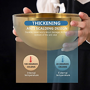 Cabilock 2pcs Korean Stainless Steel Bowls Metal Serving Bowl Small Mixing Bowl Kitchen Prep Bowl for Salad Cereal Noodle Ramen Pasta Snacks 12cm Golden