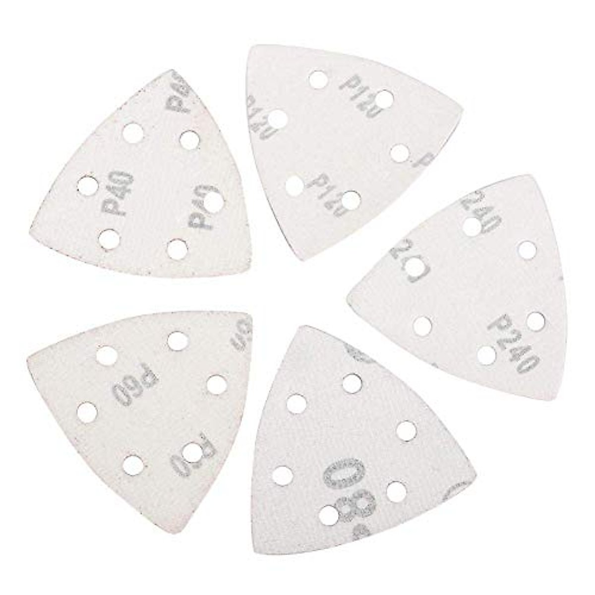 100pcs Sanding Paper, 80mm 60/80/120/180/240 Grits Triangular Hook & Loop Triangle Sandpaper +1 Sand Pad for Bosch Fein Oscillating Multi Tool