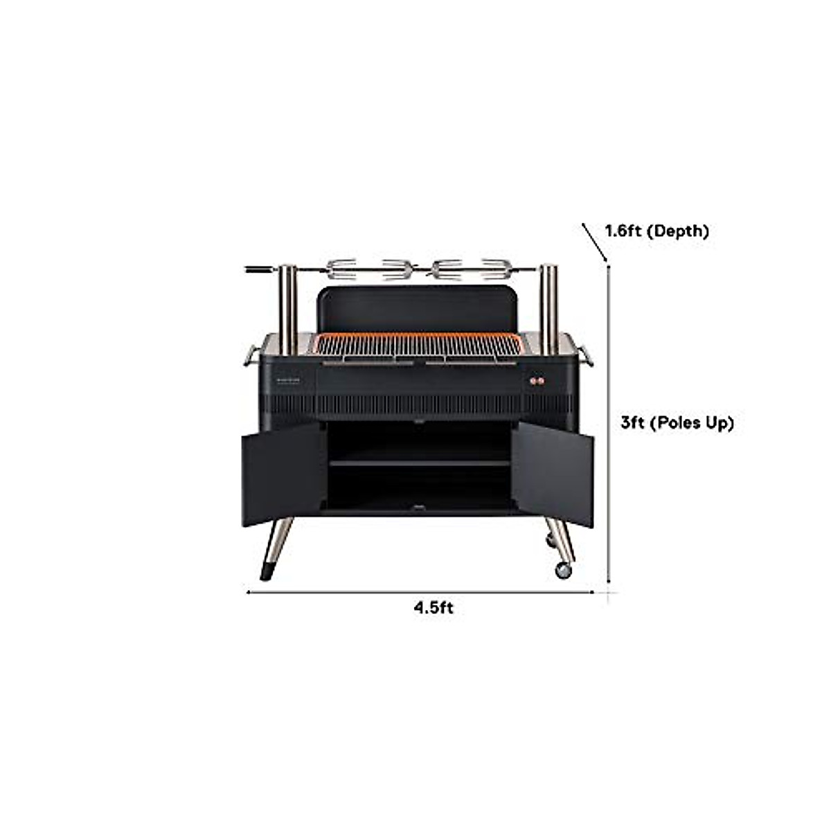 Everdure HUB 54-In. Charcoal Grill with Patented Built-in Rotisserie System & Quick Electric Ignition, Outdoor BBQ Grill, Electric Starter, Adjustable Height, Easy Clean-Up
