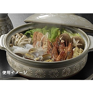 Banko Ware 52031 Ginpo Hanamishima IH Compatible Earthenware Pot, No. 8, for 2 to 3 People