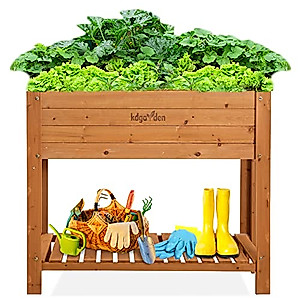 Raised Garden Bed Wood Planter Box Outdoor Wooden Elevated Planters Raised Beds with Legs for Vegetable Flower Herb, 39.37"x15.75"x33"H, Standing Gardening Box with Liner for Backyard, Patio, Deck