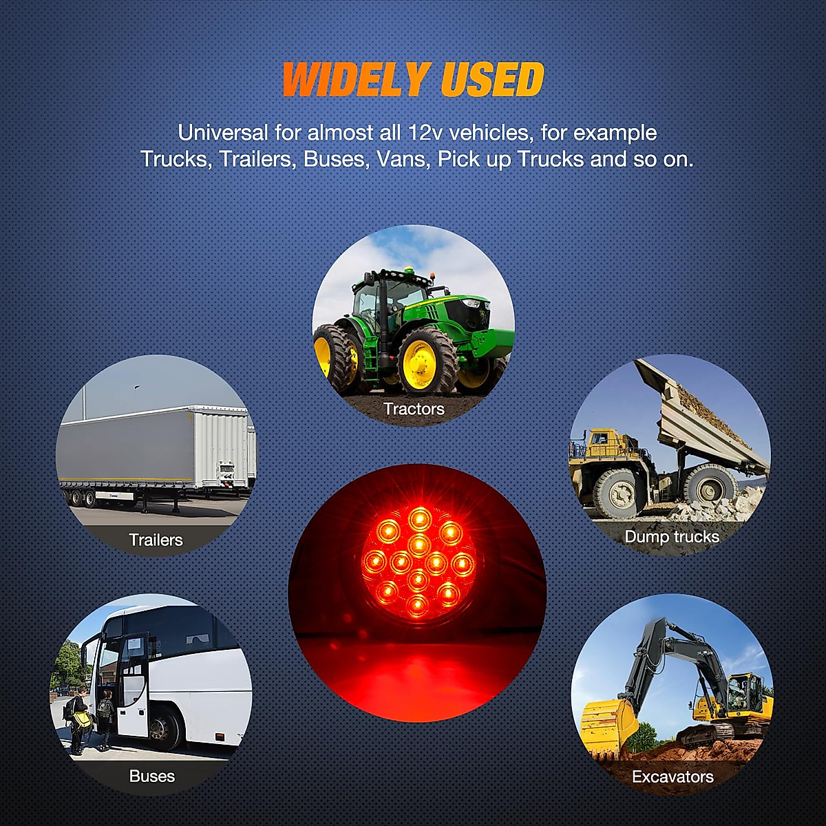 Nilight - TL-18 2PCS 4" Round Red LED Trailer Tail Lights w/Surface Mount Grommet Plugs IP67 Stop Brake Turn Tail Lights for Truck Trailer RV Jeep