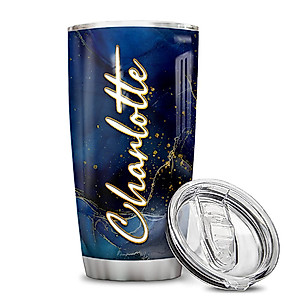 Wassmin Personalized Tumbler Stainless Steel Cup With Lid Custom Name 20oz 30oz Marble Double Wall Vacuumed Insulated Tumblers Travel Coffee Mug Birthday Christmas Gifts For Men Women