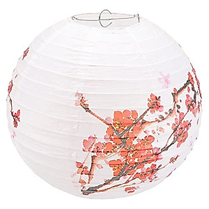 GANAZONO Chinese Lantern Outdoor Decor Asian Decor Japanese Paper Lamp Asian Paper Lantern Pendant Lamp Shade Outdoor Hanging Decoration Japanese Lantern Plug in Sconce Set of 2 Ornament