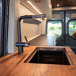 TORVA Black Pull Down Kitchen Faucets, Stainless Steel Kitchen Sink Faucet with Pull Out Sprayer Single Handle with Deck Plate, Matte Black