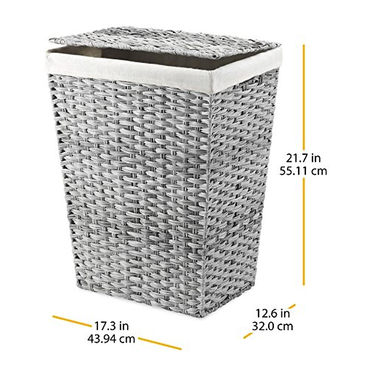 Whitmor Liner and Lid Laundry Hamper, Gray Wash & Split Rattique Small Shelf Tote-Gray Wash