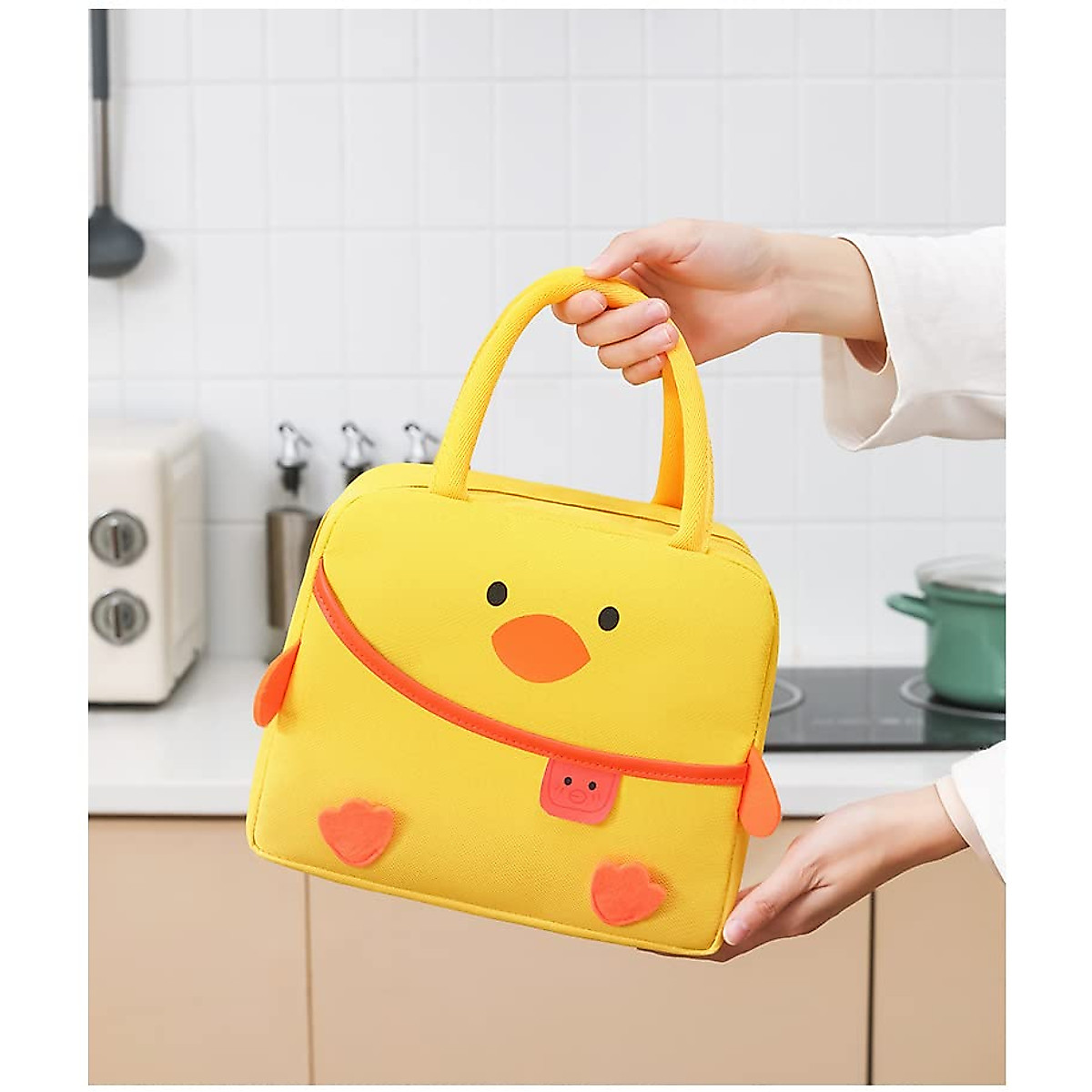 AtbeTa 3D Cute Duck Lunch Bag Large Bento Box Container Insulated Reusable Cooler Tote Office Work Travel Picnic (1 duck)