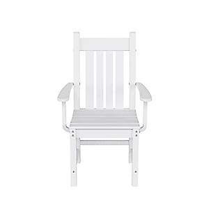 WO Outdoor Indoor Poly Lumber Dining Chair, All Weather, Fade UV Resistant Seat forPatio, Garden, Porch, Deck (White)