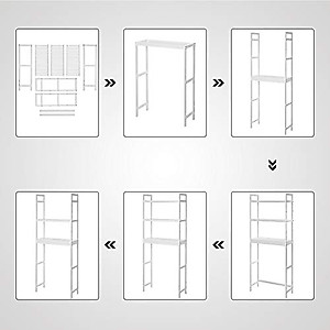 SONGMICS Over The Toilet Storage, 3-Tier Bamboo Over Toilet Bathroom Organizer with Adjustable Shelf, Fit Most Toilets, Space-Saving, Easy Assembly, White UBTS01WT