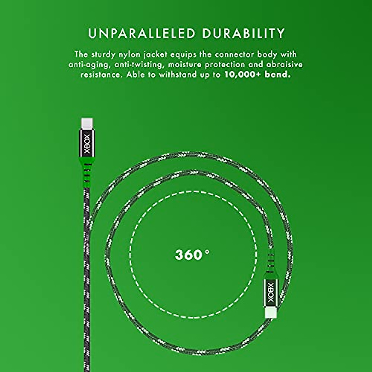 Numskull Official Xbox Series X USB Type-C Nylon Braided Charging Cable 4m - Fast Charging Play and Charge Lead - Compatible with Nintendo Switch, Xbox Series S, PS5, (NS2406)