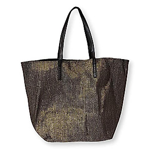 SONA G DESIGNS Black with Metallic Gold Lightweight Tote Bag - Custom Embroidery Personalization Available (Black)
