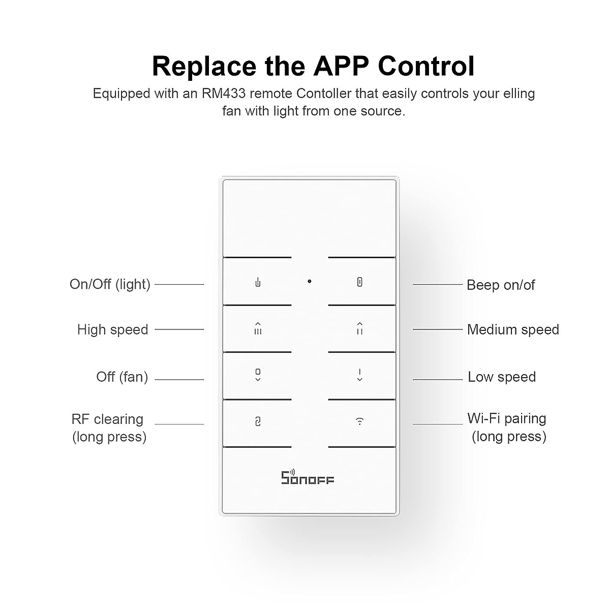 SONOFF iFan04-L WiFi Ceiling Fan Light Controller, APP Control & Remote Control, Work with Alexa & Google Home, No Hub Required(2.4G WiFi) (1 Pack)