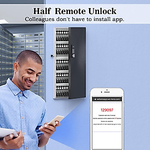 120 Key Lock Box,Metal Key Cabinet Organizer Wall Mount use OTP Technology Unlock,Fixed Password/Bluetooth Unlock, App Remotely Generates Pin Codes Without Internet,Great for Key Hook & Storage