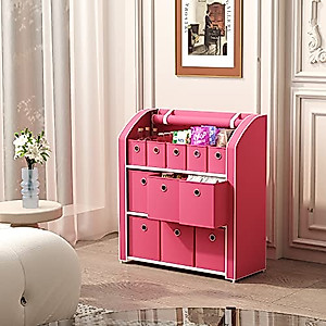 HOMEFORT 11 Drawer Dresser Chests of Drawers Toy Clothes Organizer Fabric Storage Cube Bins with Sturdy Metal Shelf for Bedroom Living Room