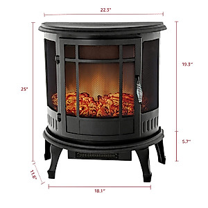 FLAME&SHADE Electric Fireplace Stove for Indoor use, 25 inch Portable Freestanding Space Heater with Remote