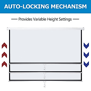 ZENY Projector Screen Pull Down 100 Inch 16:9 HD Projection Screen Folding Home Theater Portable Indoor Outdoor Movie Screen