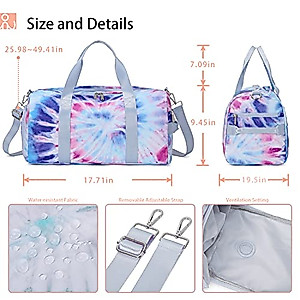 Abshoo Sports Gym Bag for Girls Teen Weekender Carry On Women Travel Duffel Bag with Shoe Compartment (Tie Dye D) Medium
