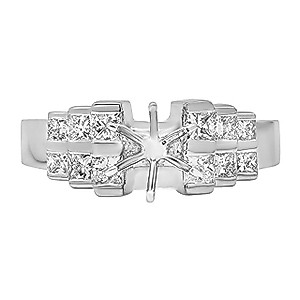 Dazzlingrock Collection Princess White Diamond Semi Mount Engagement Ring for Women (0.80 ctw, Color I-J, Clarity I1-I2) in 14K White Gold Size 7