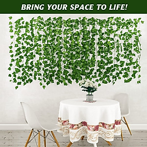 BLEUM CADE 6 Strands 42Ft Fake Vines for Bedroom with Fake Leaves, Hanging Artificial Greenery Garland Ivy Vines Fake Plants for St Patricks Day Christmas Wall Room Decor Aesthetic