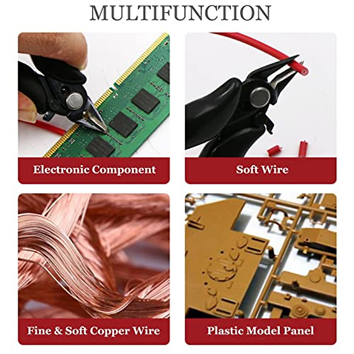 BOENFU 3.5-in Mini Cutter with Lock, Micro Wire Cutter with Spring, Small Snips - Black