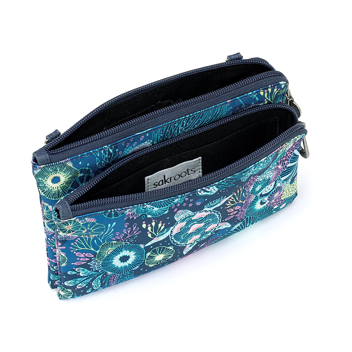 Sakroots Cambria Smartphone Crossbody in Eco Twill, Removable Crossbody Strap, Royal Blue Seascape