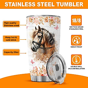 HUBUPU Horse Keep Stable, Tumbler 20 Oz With Lid And Straw, Cups, Horse Gifts