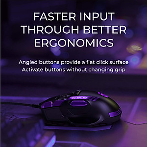 Swiftpoint Tracer Wired Gaming Mouse: 13 Programmable Buttons, 2 Pressure Sensors, Side Buttons, 12000 DPI, Mechanical Switches, Onboard Memory, 16 Game Profiles, RGB, Purple/Black for PC & Mac Gamers
