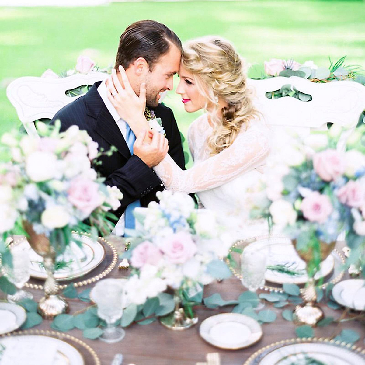 mwellewm Charger Plates Set of 12 and 24 Pack Napkin Rings, Acrylic Gold Beaded Clear 13 Inch Chargers for Dinner Serving Plates Decor Wedding, Party, Decoration