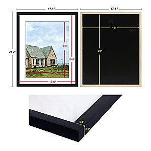 PUEOR 16x20 Poster Frame Picture Frames Black - 3 Pack - Display11x14 with Mat or 16x20 Photos without Mat - Solid Wood with Plexiglass - Wall Mounting Horizontal and Vertical (16x20 Inch)
