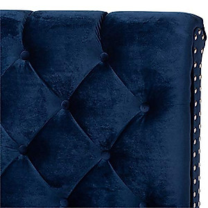 Baxton Studio Candace Luxe and Glamour Navy Velvet Upholstered Full Size Bed