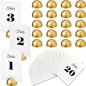 20 Pieces Table Number Cards Round Table Number Stands Modern Cursive Table Number 1-20 for Wedding Reception Anniversary Party Restaurant Events 4 x 6 Inches(Gold)
