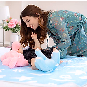 MeBlanky Baby Milestone Blanket-3X Fluffier Newborn Monthly Milestone Blanket-2in1-Swaddle ?n? Photo - 47?x47? Super Soft Fleece First Year Baby Blanket-Blue Photo Blanket for Baby Boys or Girls