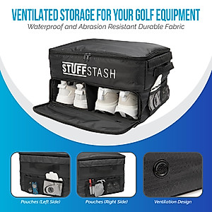 STUFFSTASH Golf Trunk Organizer, Strong, Won't Collapse. Shoe Compartments, Dividers, Storage for Tees, Gloves, Balls,.Store Accessories in Your Car or SUV. Golfer Gift Essentials for Men and Women.