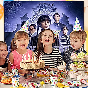 Wednesday Addams Banner Outdoor Indoor Backdrop Photography Background, Wednesday Addams Birthday Decorations, Baby Shower Room Decoration Supplies Party Favors，5x3ft