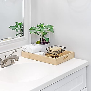 AuldHome Ottoman Rattan Breakfast Trays (Set of 2); Basket Serving Trays with Wooden Fram for Serving Guests, Coffee Break, Breakfast and More