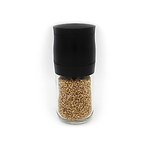 Glass Sesame Seed Grinder, Durable Sesame Mill, (Capacity: About 1oz of Sesame Seeds) Made in Japan (Black)