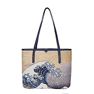 Signare Tapestry Shoulder Bag for Woman Travel or Work Tote Bags for Women In Hokusai Great Wave off Kanagawa Design|COLL-ART-JP-WAVE