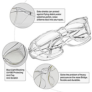 Safety Glasses Anti Fog Clear Safety Goggles Protective Eyewear Blue Light Blocking Scratch Resistant Anti Dust UV Protection Glasses with Side Shields For Men And Women(White)