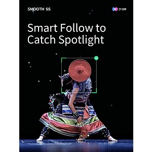 Zhiyun Smooth 5S Phone Gimbal, 3-Axis Smartphone Stabilizer with Built-in and Magnetic Fill Light, AI Face Tracking for iPhone and Android, YouTube TikTok Video, Gray Combo