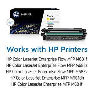 HP 657X Yellow High-yield Toner Cartridge | Works with HP Color LaserJet Enterprise MFP M681, M682 Series | CF472X