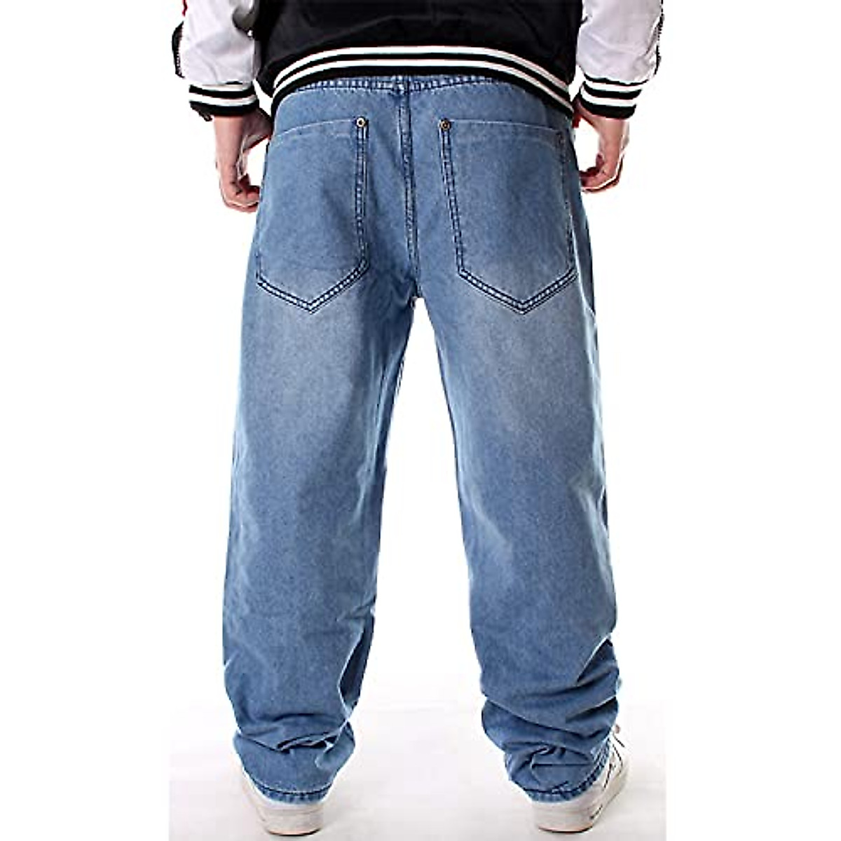 EnllerviiD Men's Relaxed Fit Classic Jeans - Loose Fashion Baggy Comfort Plain Hip Hop Denim Pants 022-30