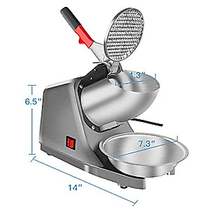 Reespring Shaved Ice Machine Ice Crusher Snow Cone Machine with Stainless Steel Blade Kitchen Electric for Shaved Ice and Snow Cone (300W 2000r/min) ;Also comes with a complinentary Ice Pick