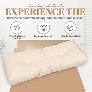 NVAZN Large Tufted Bench Cushions -36”x14”x 4”- Indoor or Outdoor Furniture Seat Cushion - Water, UV & Stain-Resistant - Porch Furniture Cushion - Beige