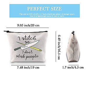 GJTIM Needleworker Gift Cross Stitch Project Bag I Stitch So I Don’t Stab People Sewing Project Bag for Cross Stitch Lover (Stab People Bag)